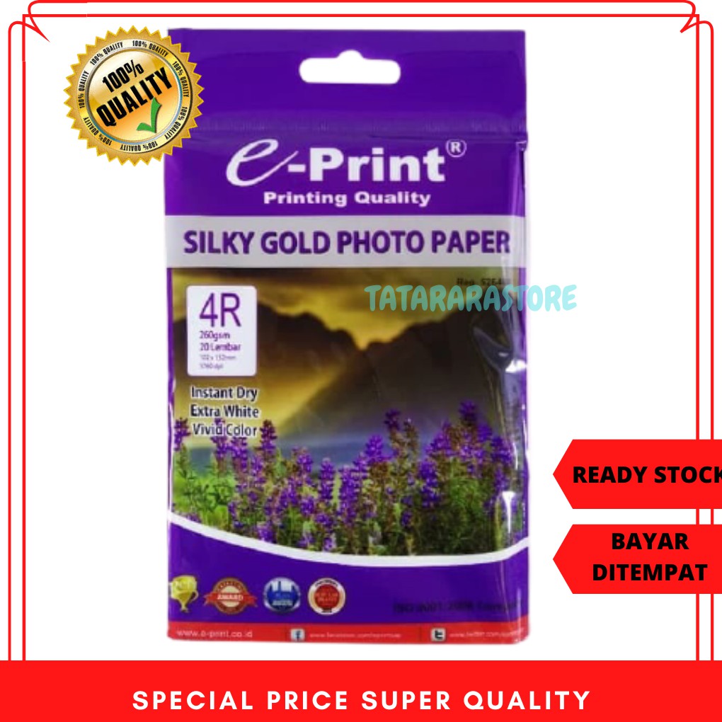 Jual Kertas Photo 4R Silky e-print Photo Paper 260Gsm 20 Lembar ...