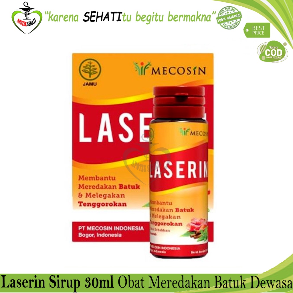 Jual LASERIN 30 ML OBAT BATUK BERDAHAK DEWASA SIRUP SAKIT TENGGOROKKAN ...