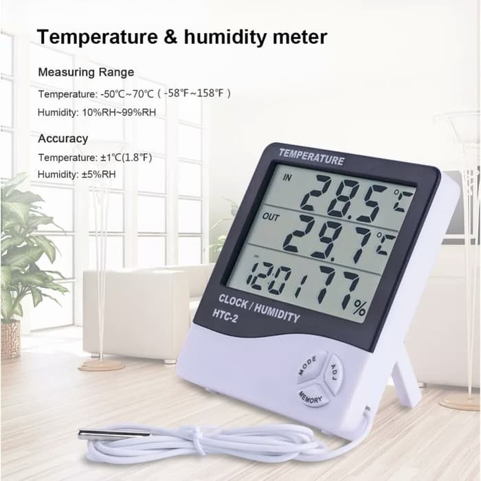 Jual jam meja digital temperatur humidity meter calendar-jam multi ...