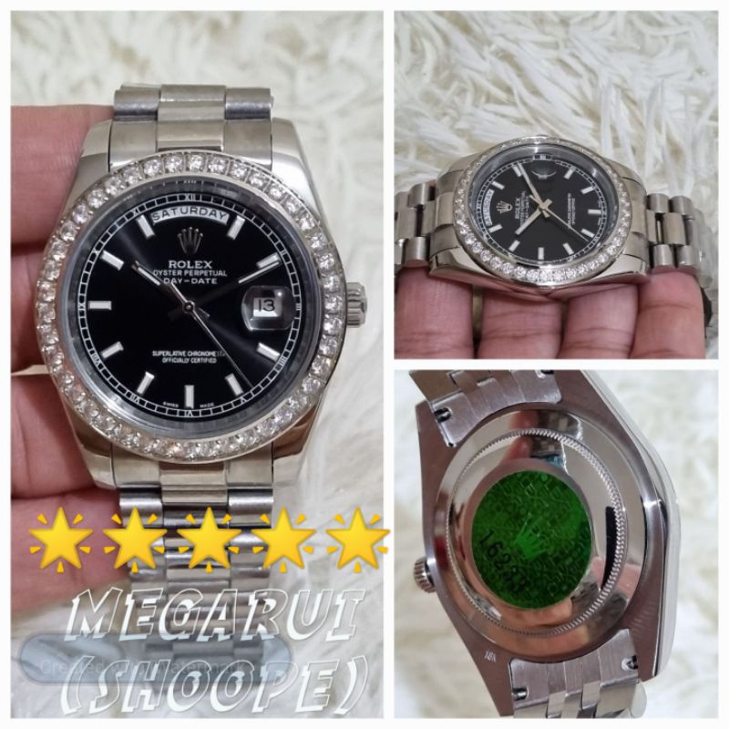 Jual JAM TANGAN ROLEX DAYDATE 40MM RING DIAMON SILVER AUTOMETIC SUPER ...