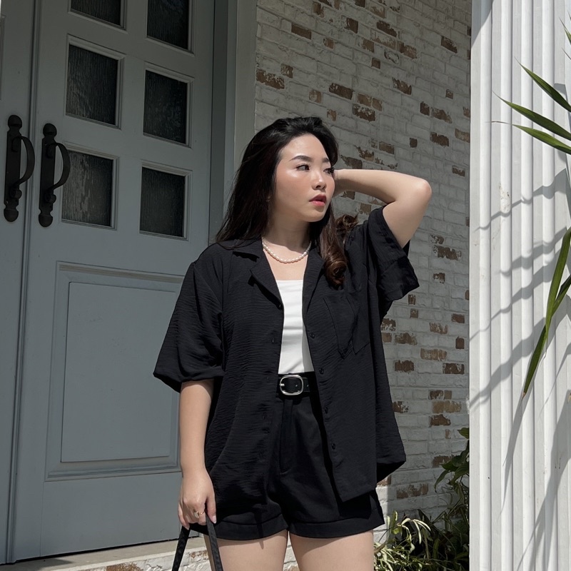Jual Kin Oversized Shirt (Kemeja Kantong / Kemeja airflow / kemeja bigsize / kemeja kantor ...