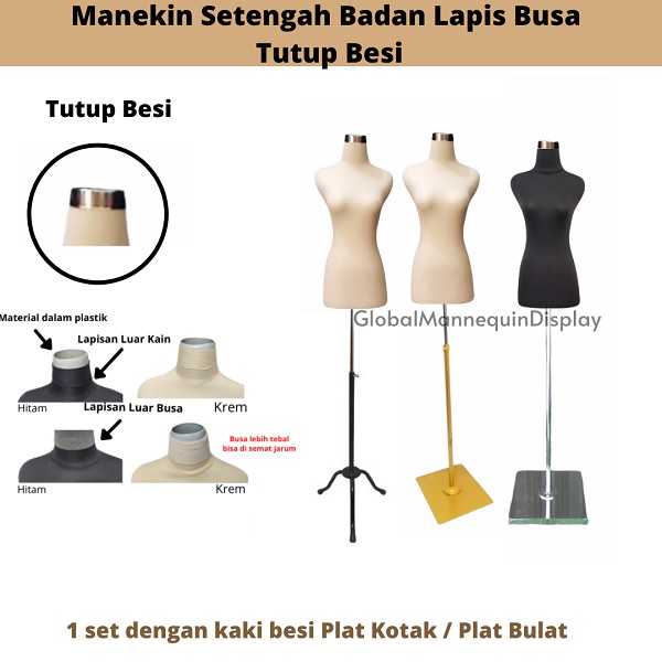 Jual Manekin Display Badan Wanita Lapis Busa Stretch + Tiang Kaki ...