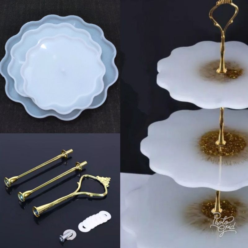 Jual 1Set cetakan Resin 3 Tingkat Bahan silikon tatakan display diy ...