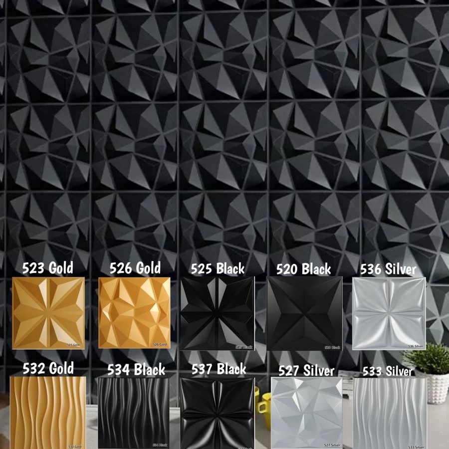 Jual Panel 3d Dinding PVC Wall Hitam Gold Silver | Shopee Indonesia