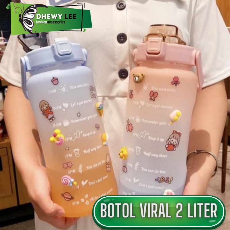 Jual Botol Minum Motivasi 2000ML 2 Liter Botol Penanda Waktu Botol ...