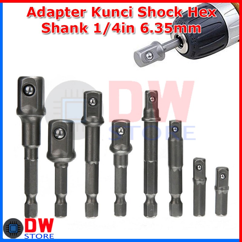 Jual Adaptor Bor Kunci Shock Sok Sock ke Hexagonal Hex Shank 1/4 in 6 ...