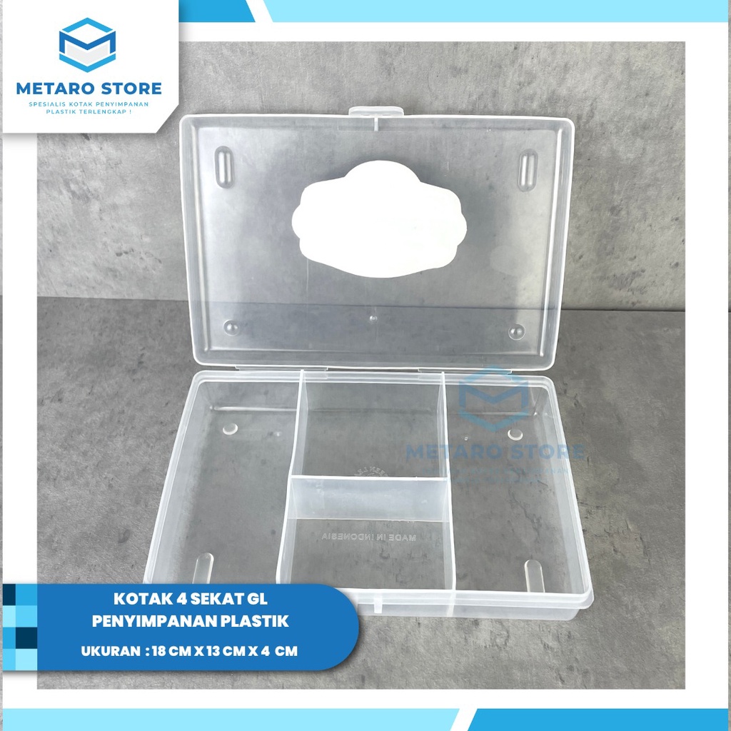 Jual Metaro kotak 4 sekat GL Kotak penyimpanan plastik transparan ...