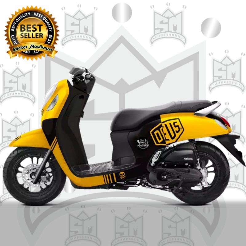 Jual Decal Sticker New Scoopy 2021 motif Deus yellow black | Shopee ...