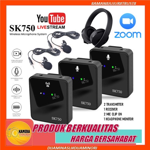 Jual Wireless Clip-on Microphone SK750 Dual Mini Mic for Camera ...