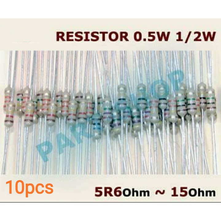 Jual 10pcs Resistor 0.5w 1/2w 5R6 6R8 8R2 10R 12R 15R 5.6 6.8 8.2 10 12 15 Ohm | Shopee Indonesia