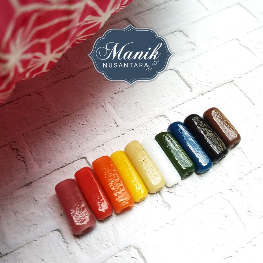 Jual Manik Nusantara Kaca Panjang Warna Warni 15mm | Shopee Indonesia