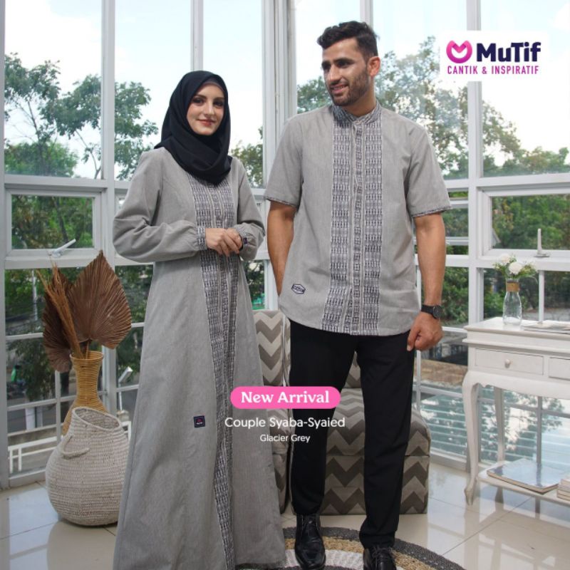 Jual COUPLE MUTIF GAMIS SYABA / KOKO MUTIF SYAIED GLACIER GREY | Shopee ...