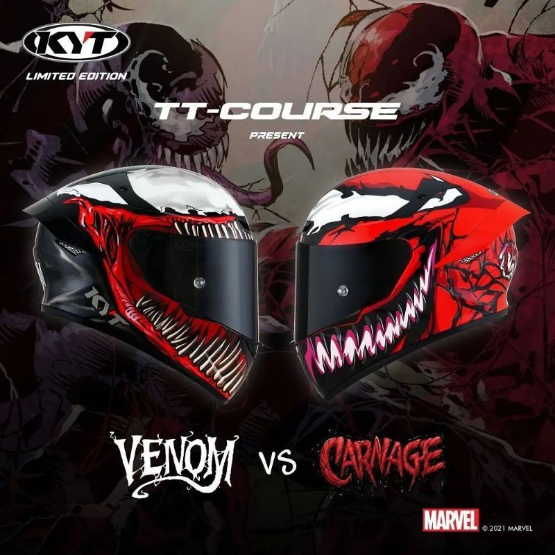Jual Helm kyt tt course motif marvel limited edition venom&carnage 100 ...