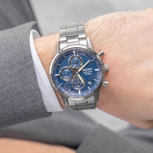 Jual SEIKO CHRONOGRAPH SSB387P1 SSB387 TITANIUM DIAL BLUE PRIA ORIGINAL ...