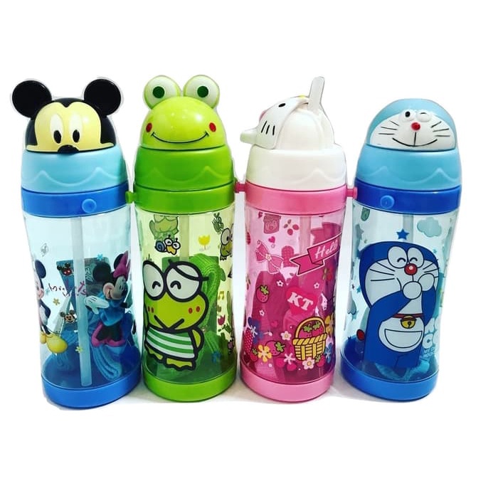 Jual Botol Minum Kepala Karakter Anak Free Sedotan tinggal sedot BOTOL ...