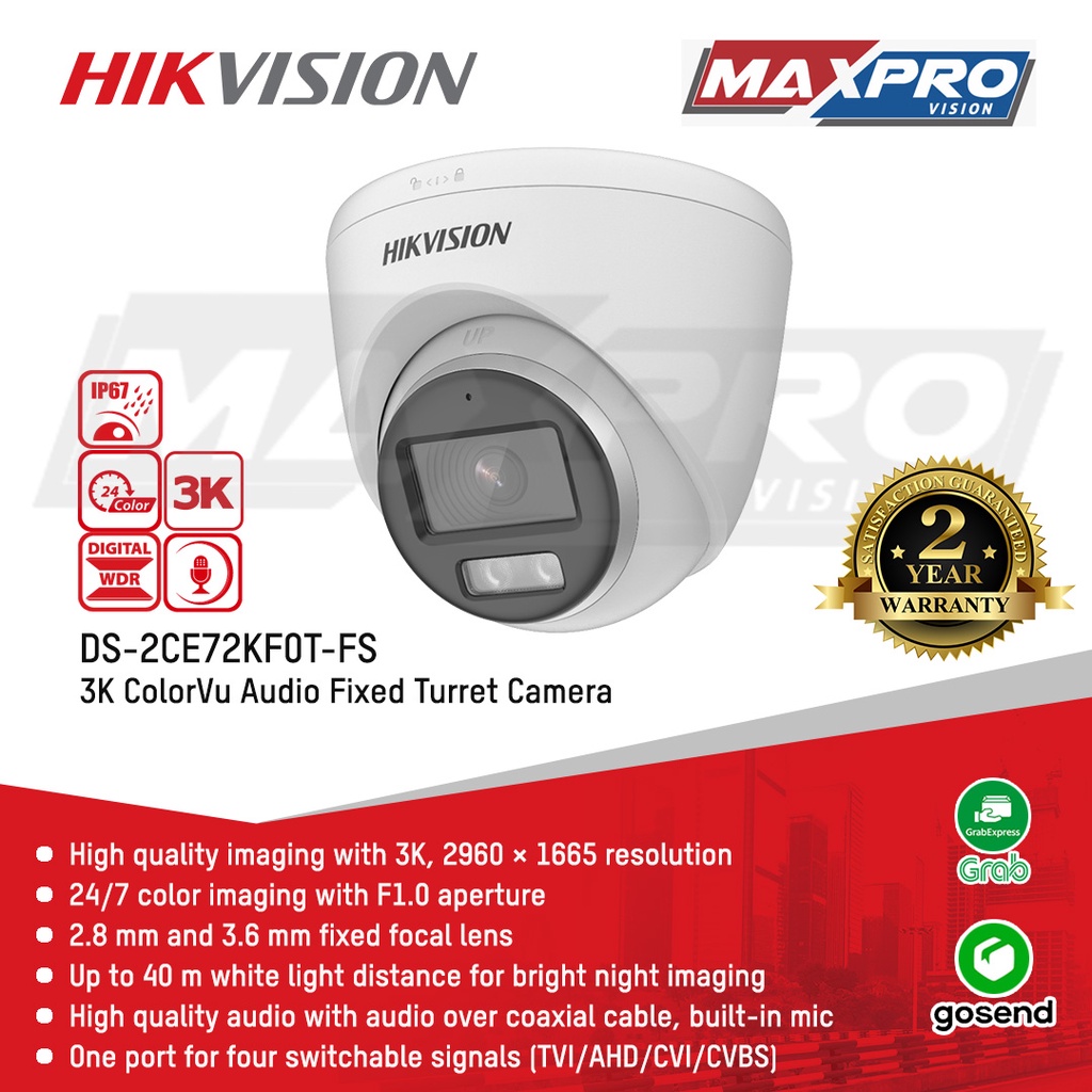 Jual DS-2CE72KF0T-FS - HIKVISION TURBO HD CAMERA 5MP COLORVU AUDIO ...