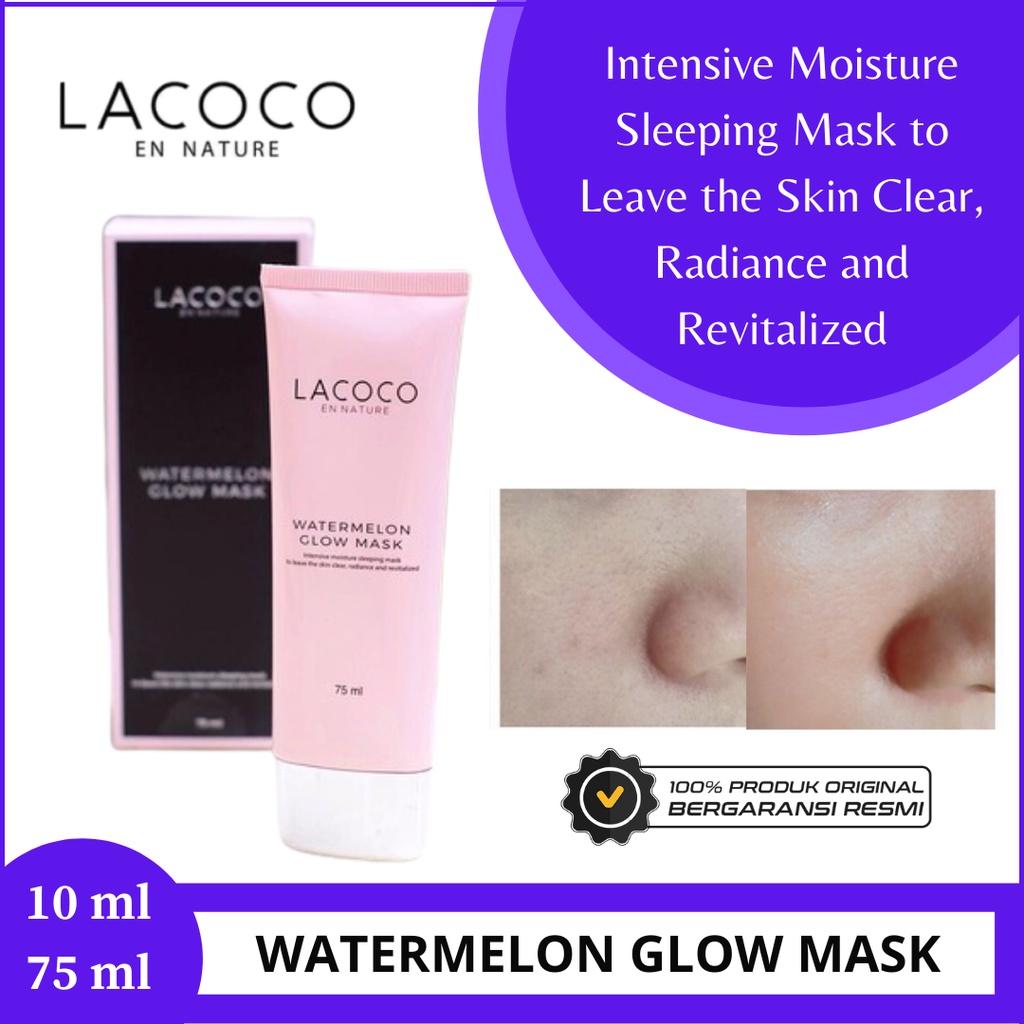 Jual Lacoco Watermelon Glow Mask - Masker Tidur Pencerah Pemutih Wajah ...