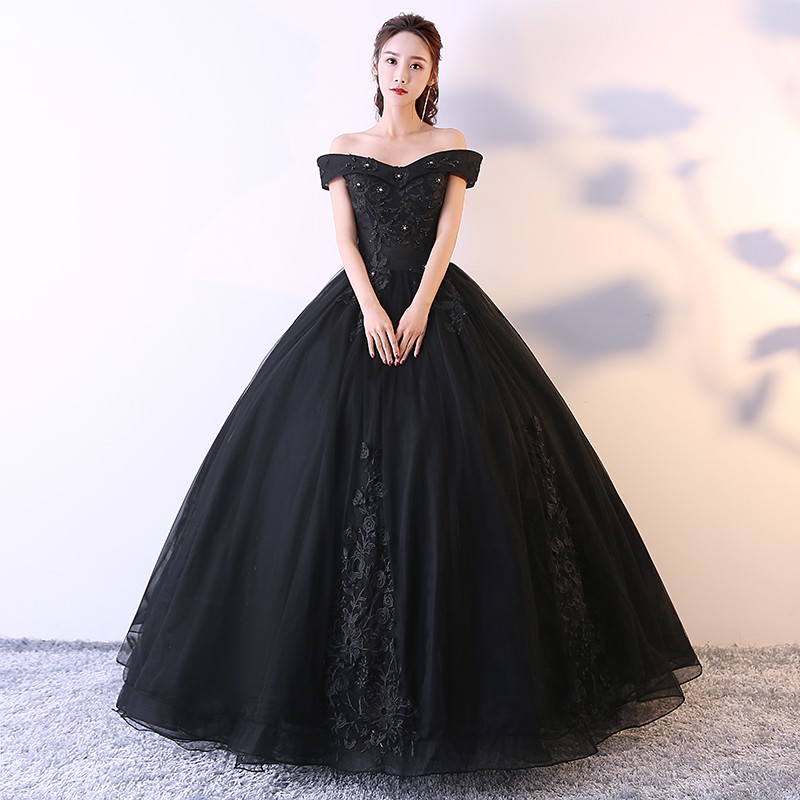 Jual Gaun Pengantin 1907027 Hitam Sabrina Wedding Dress Gown | Shopee ...