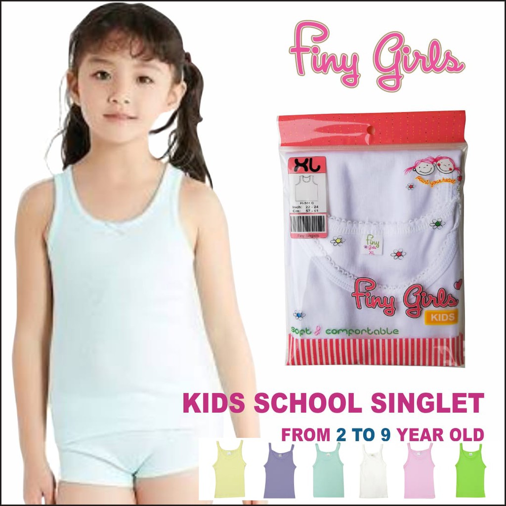 Jual [2- 13 tahun] Singlet Sekolah [100% Cotton] Anak - Singlet Dalam ...