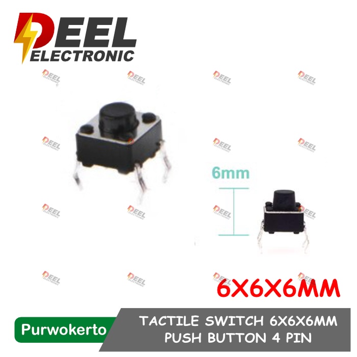 Jual TACTILE SWITCH 6X6X6MM PUSH BUTTON 6X6X6 4 PIN MICRO SWITCH ...