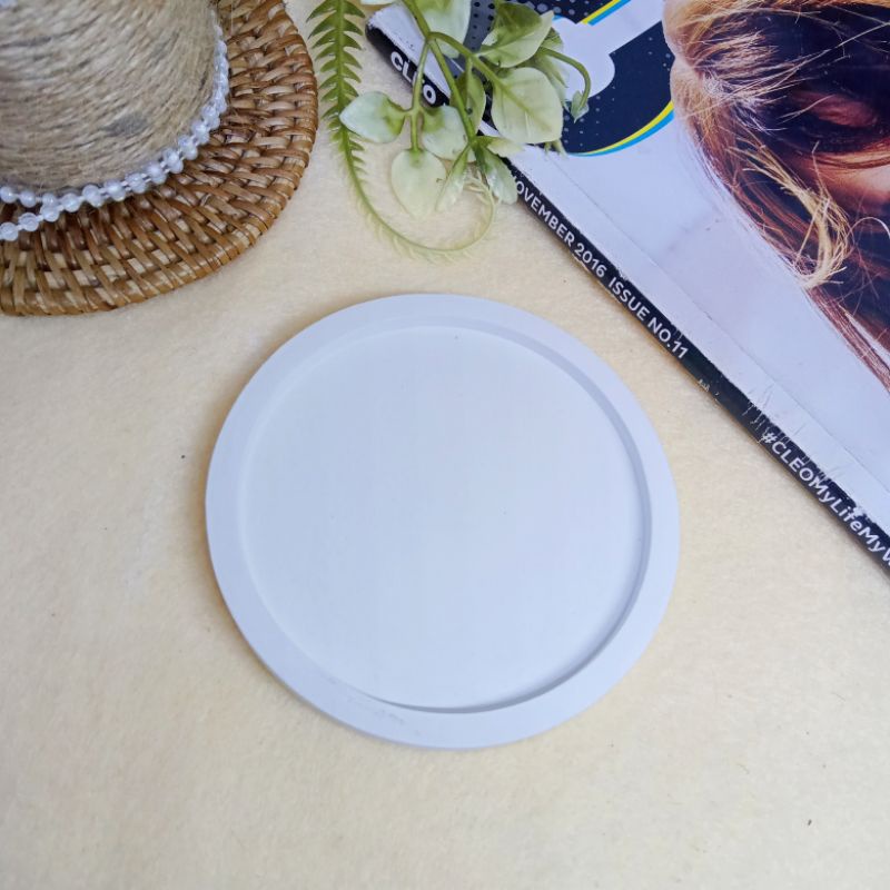 Jual Tatakan gelas bulat 8 cm putih I Coaster Serap Air Aesthetic I ...