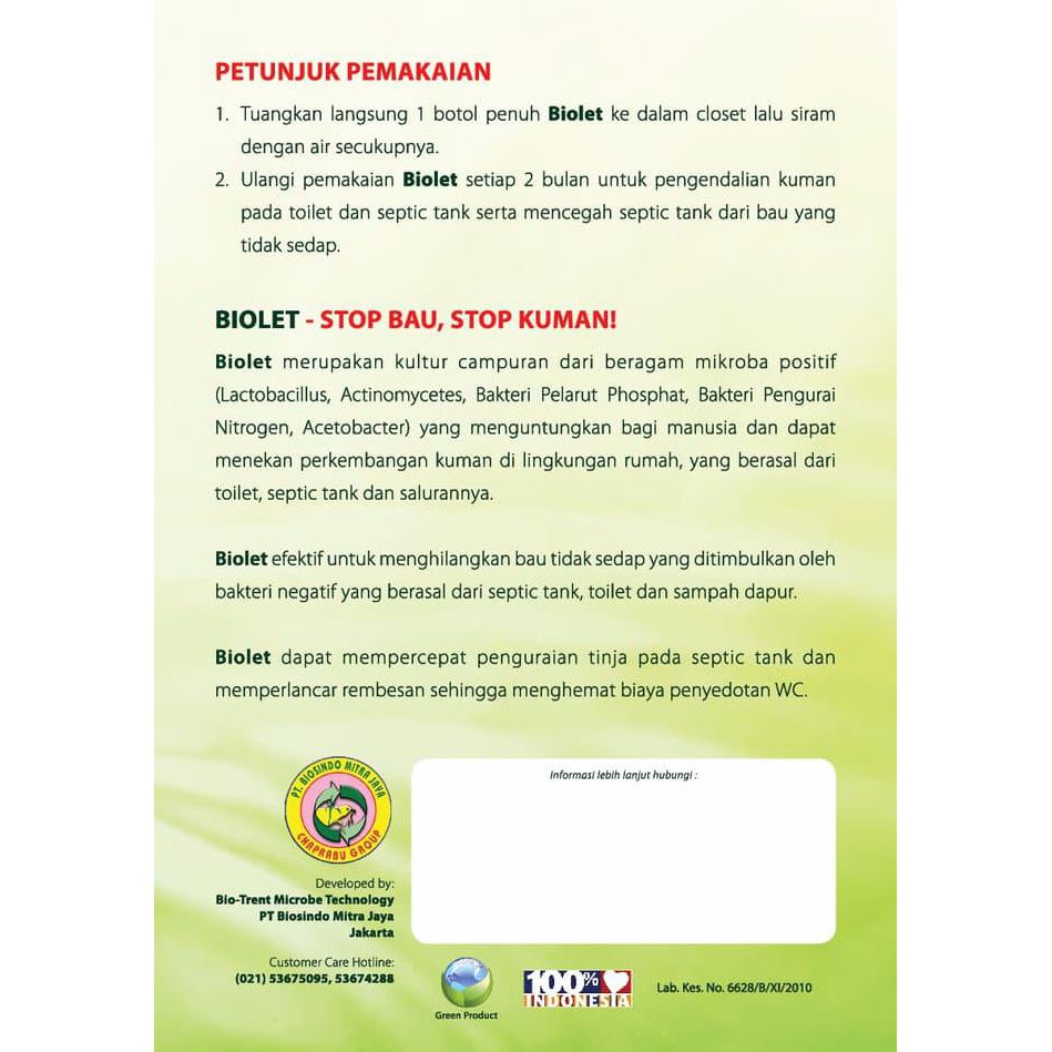Jual BIOLET 500 ML - PENGHILANG BAU TIDAK SEDAP PADA TOILET / WC | Shopee Indonesia