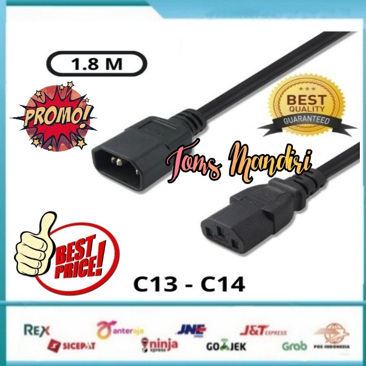 Jual Kabel Power CPU TO Monitor C13 TO C14 1.8 Meter Ketebalan 1.0 MM ...