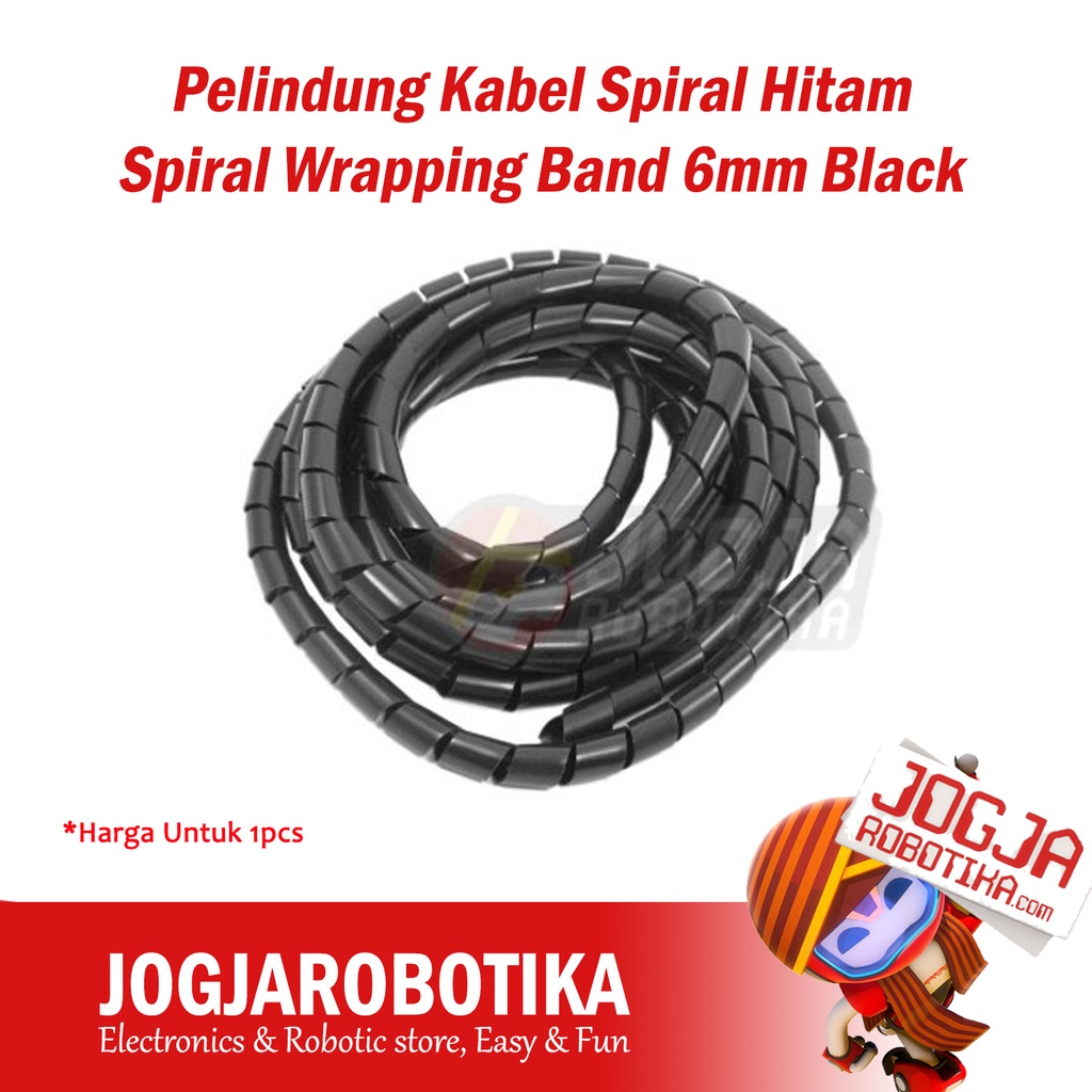 Jual Pelindung Kabel Spiral Hitam / Spiral Wrapping Band 6mm Black ...