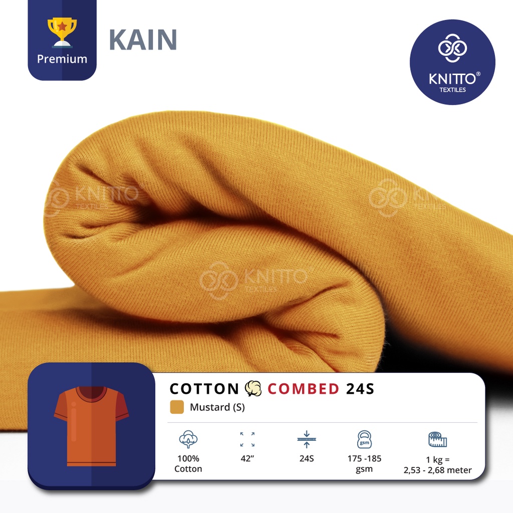 Jual KAIN COTTON COMBED 24S MUSTARD ( BAHAN KAOS ) - KNITTO | Shopee ...