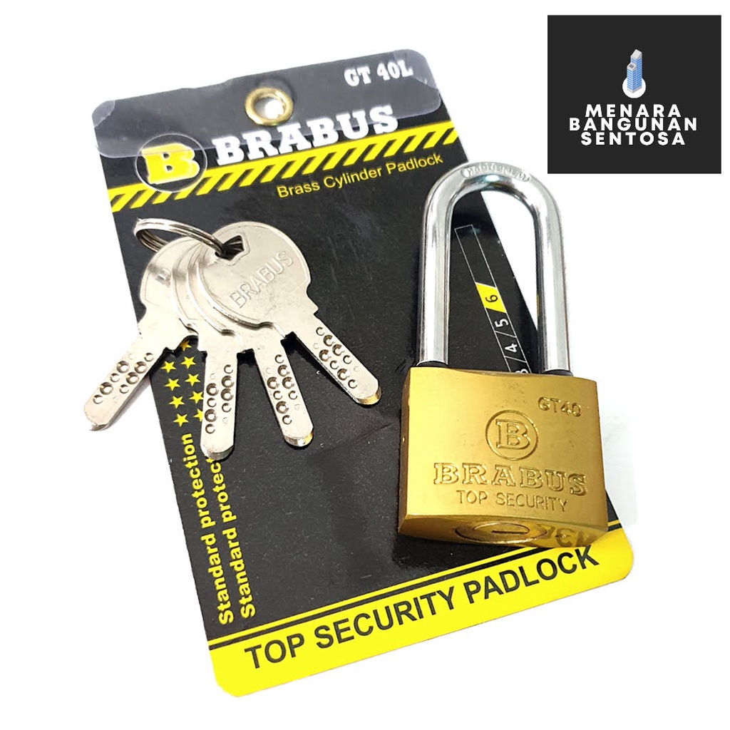 Jual Gembok Kuningan Brabus GT Leher Panjang 40 mm - Gembok Pintu Pagar ...