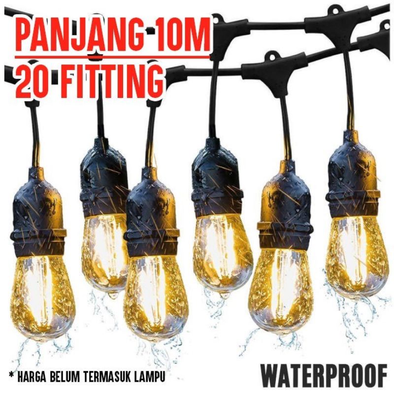 Jual lampu cafe restoran gantung 10m 5m dekorasi outdoor fitting ...