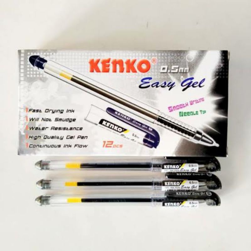 Jual Pulpen Hitam Kenko Easy Gel Black Pen 0,5 mm - Ballpoint Kenko | Shopee Indonesia