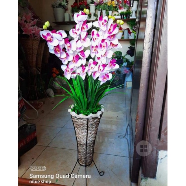 Jual Bunga Anggrek Artificial +pot pelepah anyam standing /Home ...