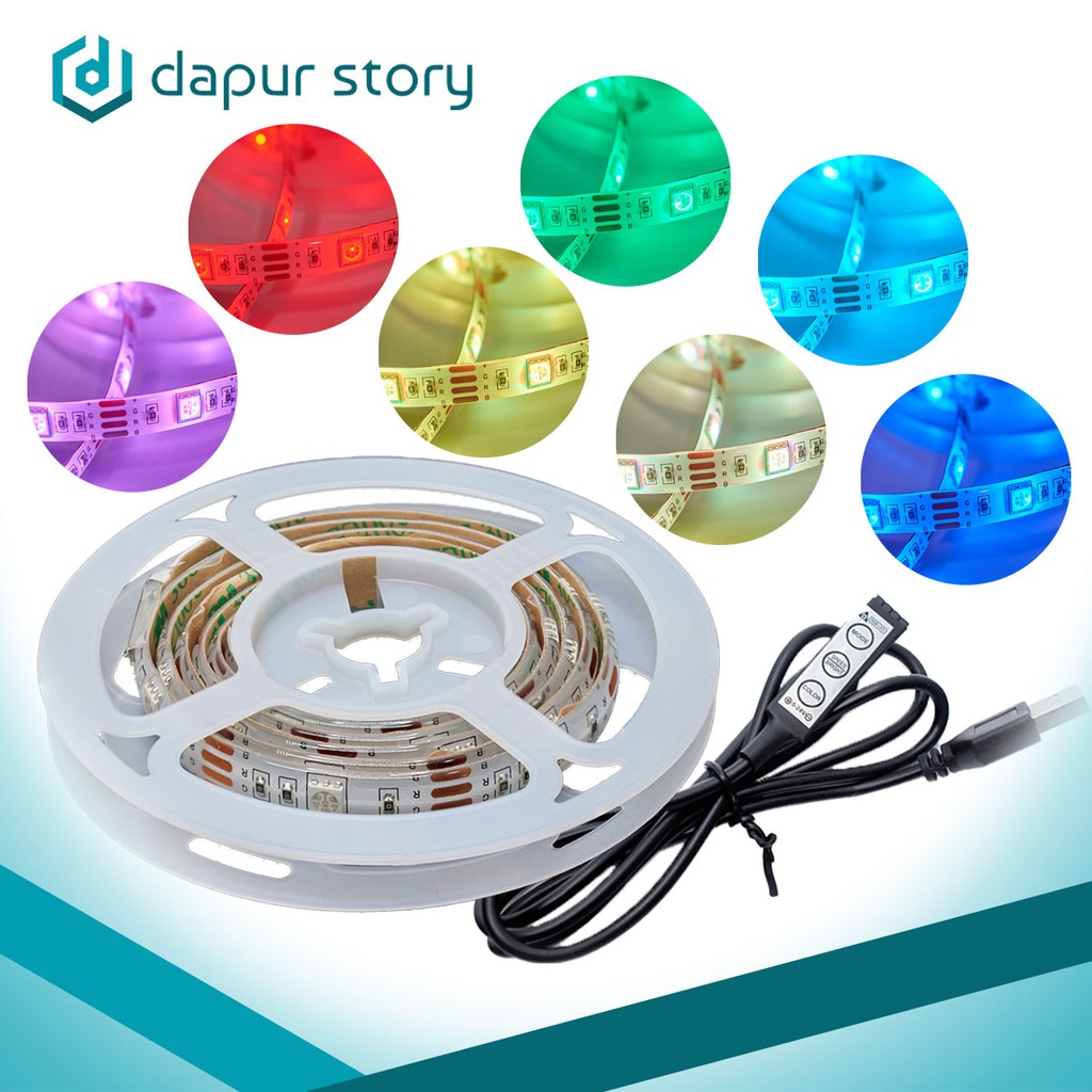 Jual Lampu LED Strip RGB 1M Mood Light with USB Controller | Shopee ...