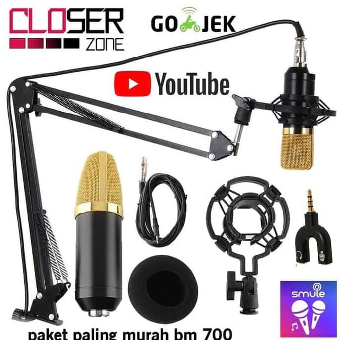 Jual Paket recording smule mic condenser BM700 bm 700 bm-700+ spliter audio - paket 1 | Shopee ...