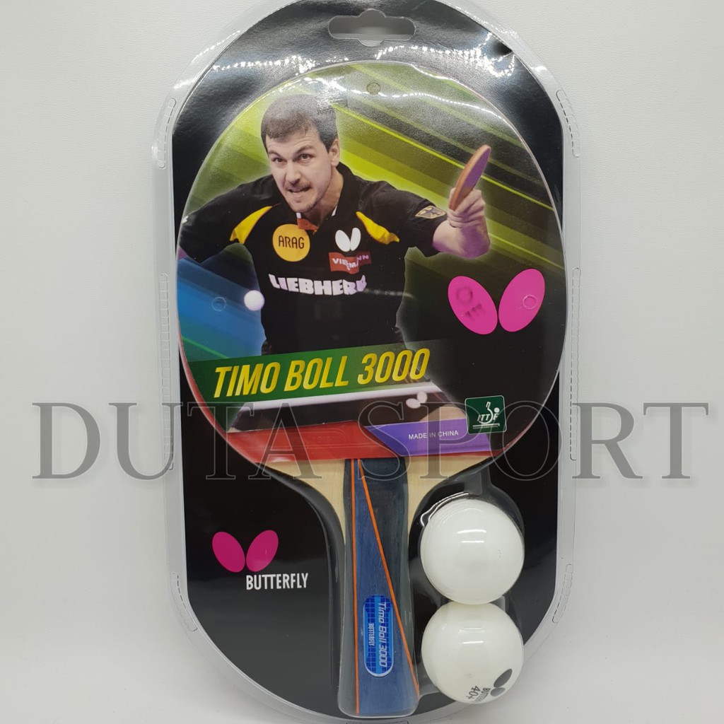 Jual Bet BUTTERFLY Timo Boll 3000 + Bola Bat Tenis Meja Pingpong Original | Shopee Indonesia