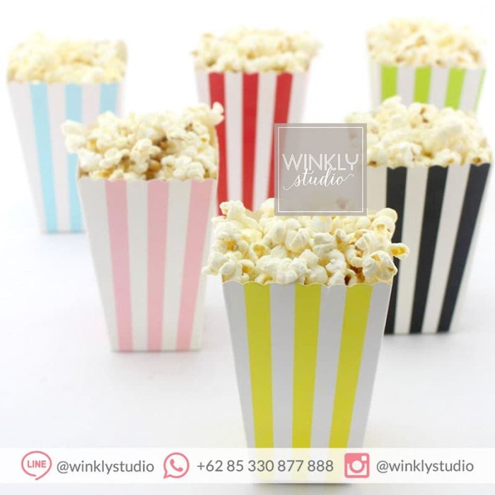 Jual SALE Stripe Popcorn Box / Wadah Popcorn / Tempat Pop Corn Garis ...