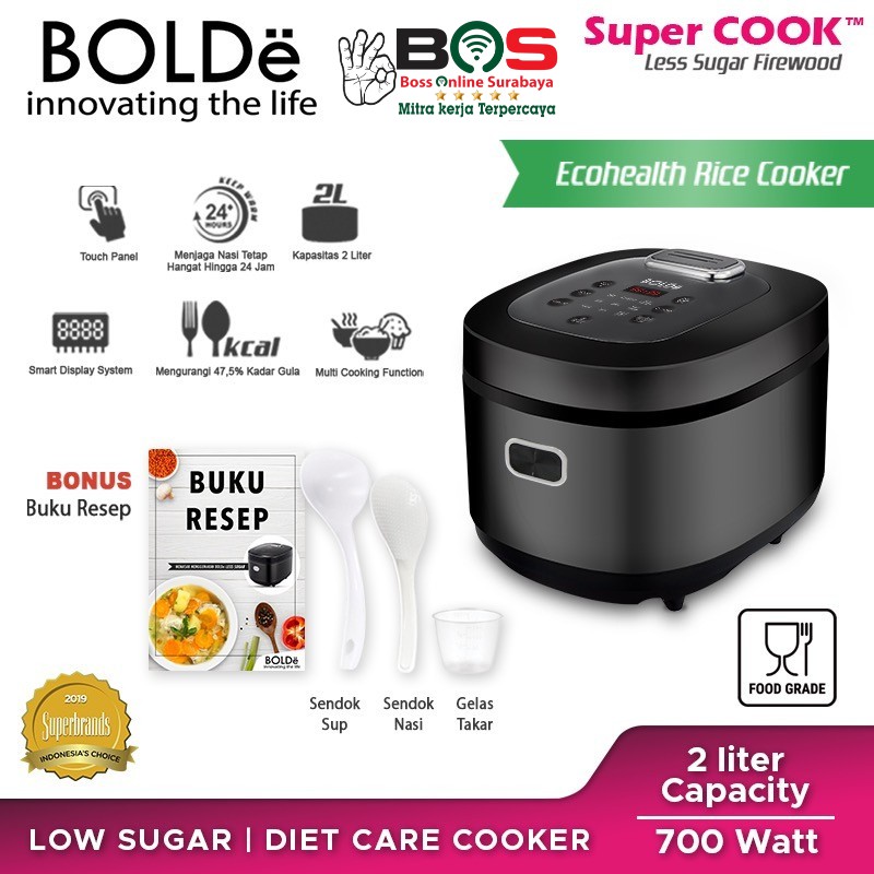 Jual Rice Cooker BOLDe Super Cook Less Sugar FIREWOOD Kapasitas 2 Liter ...