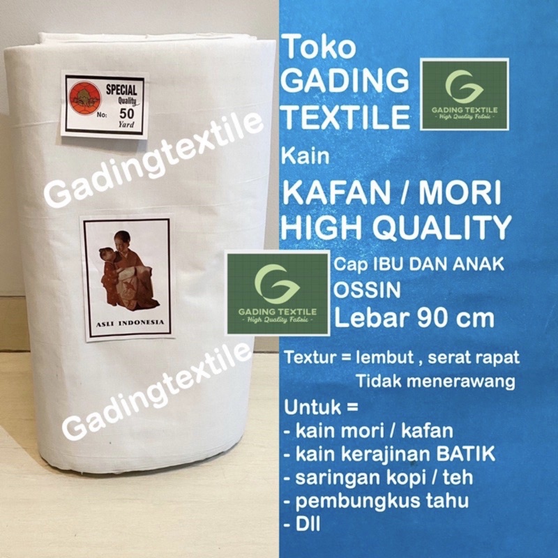 Jual ( per roll ) kain kafan mori katun putih jenasah jenazah high ...