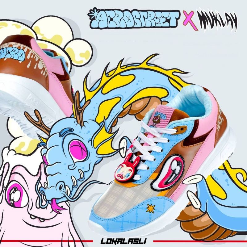 Jual Aerostreet x Muklay Shitty Awesome Cokelat Muda Biru Muda - Sepatu ...