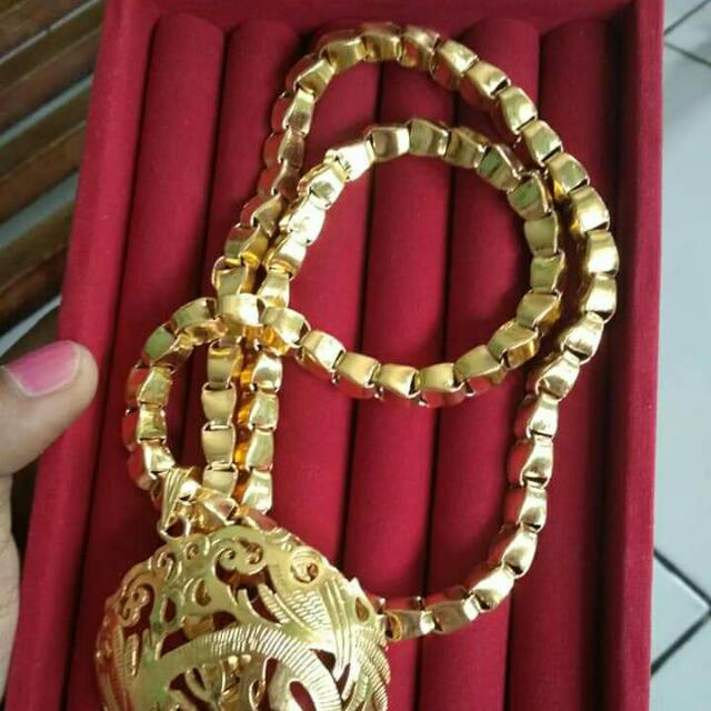 Jual KALUNG PADI 10 SUKU PLUS LIONTIN LAFAS ALLAH LAPIS EMAS 24K ...
