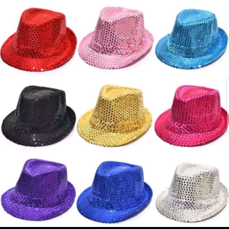 Jual Topi Pesta Show model Fedora Payet Moci kilau Warna | Shopee Indonesia