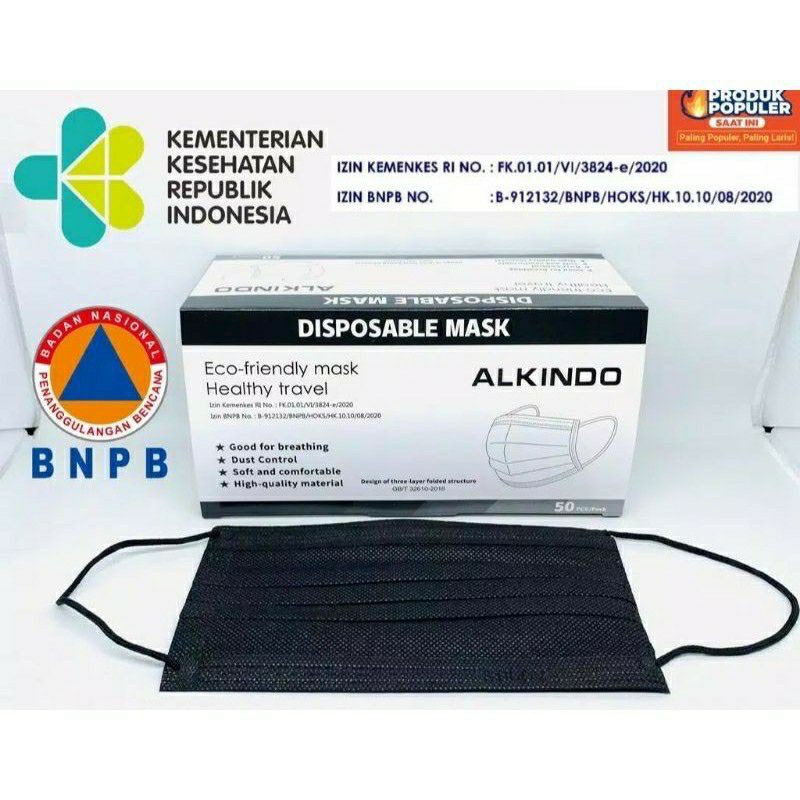 Jual Masker earloop hitam isi 50 pcs | Shopee Indonesia