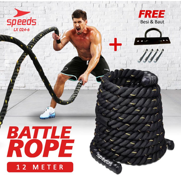Jual SPEEDS Battle Rope 12 Meter | Tali Fitness Battling Ropes Gym Free ...