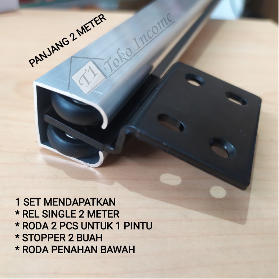 Jual Rel dan Roda Pintu Sleding Gantung Geser / Sliding B 004 Single 2M | Shopee Indonesia