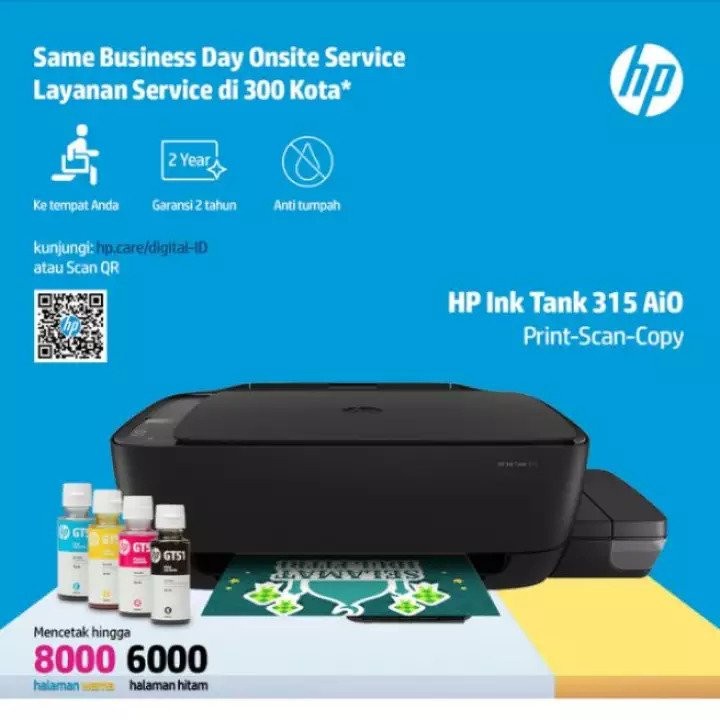 Jual Printer HP Ink Tank 315 All-in-One Print Scan Copy Color | Shopee ...