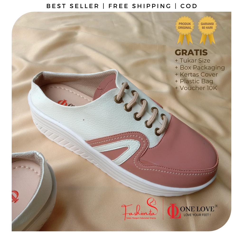Jual One Love Sepatu Wedges Wanita Cantik Empuk Original Warna Putih ...