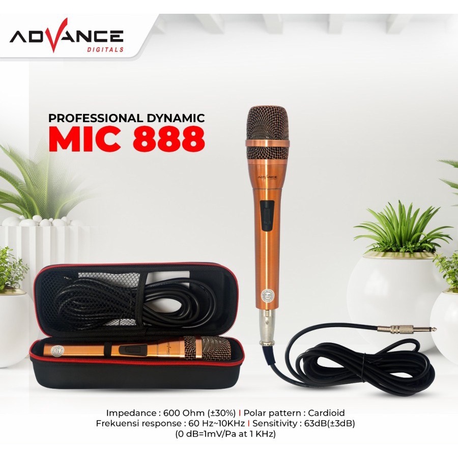 Jual Mic Kabel Advance 888 Gold / mic Besi / Professional Dynamic / mic ...