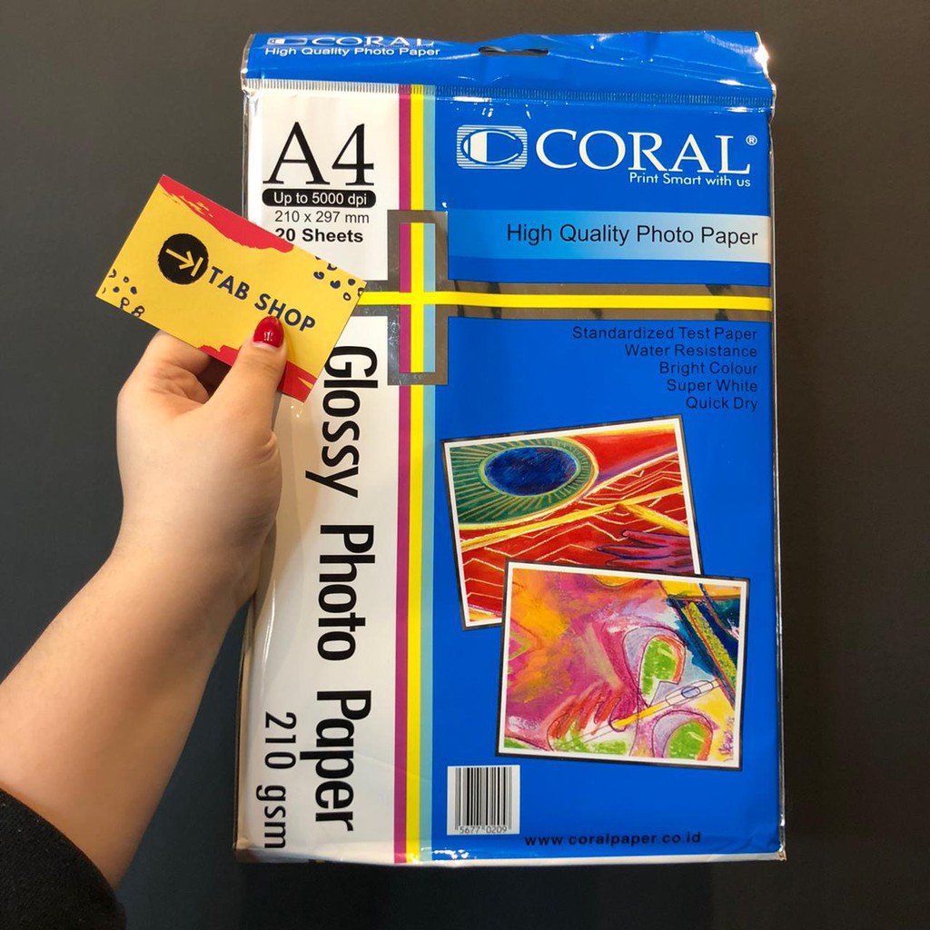 Jual TAB SHOP - CORAL GLOSSY PHOTO PAPER A4 210 GSM 20 SHEETS - CORAL ...