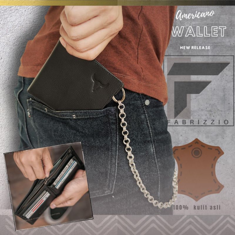 Jual dompet pria kulit asli ada lubang rantai | Shopee Indonesia